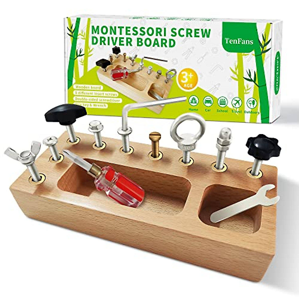 Montessori Toys for 3 4 5 Year Old, Montessori Screwdriver Board, Kids Wooden Toys, Fine Motor Skills Toys, Sensory Toys for Toddlers, Preschool Learning Toys for Toddler Travel