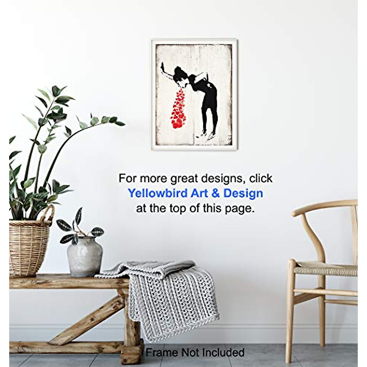 Banksy Wall Art - Love Sick Graffiti Art - Sign Plaque Photo Print - Funny Gift for Urban Street Art Mural Fans - Cool Unique Original Room or Home Decor, Wall Decoration Poster - 8x10 Unframed