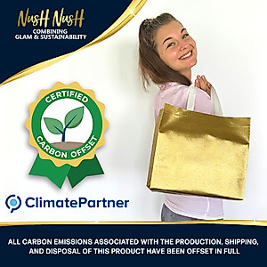 Nush Nush Gold Gift Bags Large Size – Set of 15 Reusable Gold Gift Bags With White Handles - Perfect As Christmas Gift Bags, Goodie Bags, Birthday Gift Bags, Party Favor Bags –13Wx5Dx11H