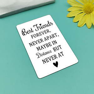 Best Friend Gift Engraved Wallet Insert Card Friendship Gifts Long Distance Relationship Gifts for Sisters Besties Metal Wallet Insert Card for Coworker Graduation Christmas Birthday Gifts