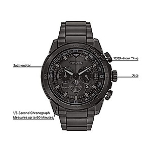 Citizen Men's Eco-Drive Weekender Ecosphere Chronograph Watch in IP Stainless Steel, Black Dial (Model: CA4184-81E)