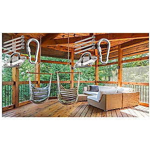 Branded Boards Heavy Duty Black or Silver 1000lb Load Hammock Hanging Kits with Locking Carabiner Snap Hooks, for Trees, Ceilings, Walls, Porches, Posts (Diamond-Plate-Hammock-Kit-Silver)