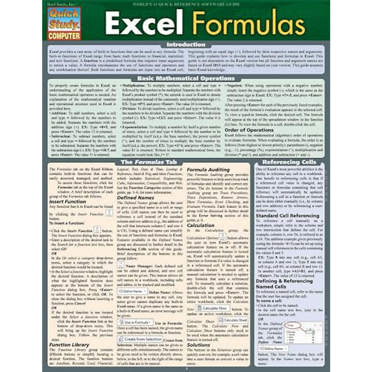 Excel Formulas QuickStudy Laminated Study Guide (QuickStudy Computer)