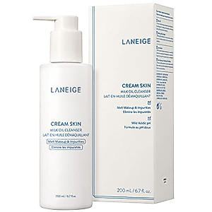 LANEIGE Cream Skin Milk Oil Cleanser: Soothe, Purify, and Melt Away SPF & Makeup, 6.7 fl. oz.