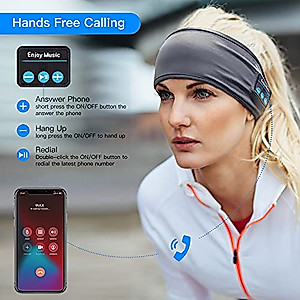Sports Headbands Sleep Headphones Bluetooth Music Headband Wireless, Daifferchoi Soft Breathable Bluetooth Headbands with Long-Time Play for Workout, Jogging, Yoga,Travel, Running, Meditation--Grey