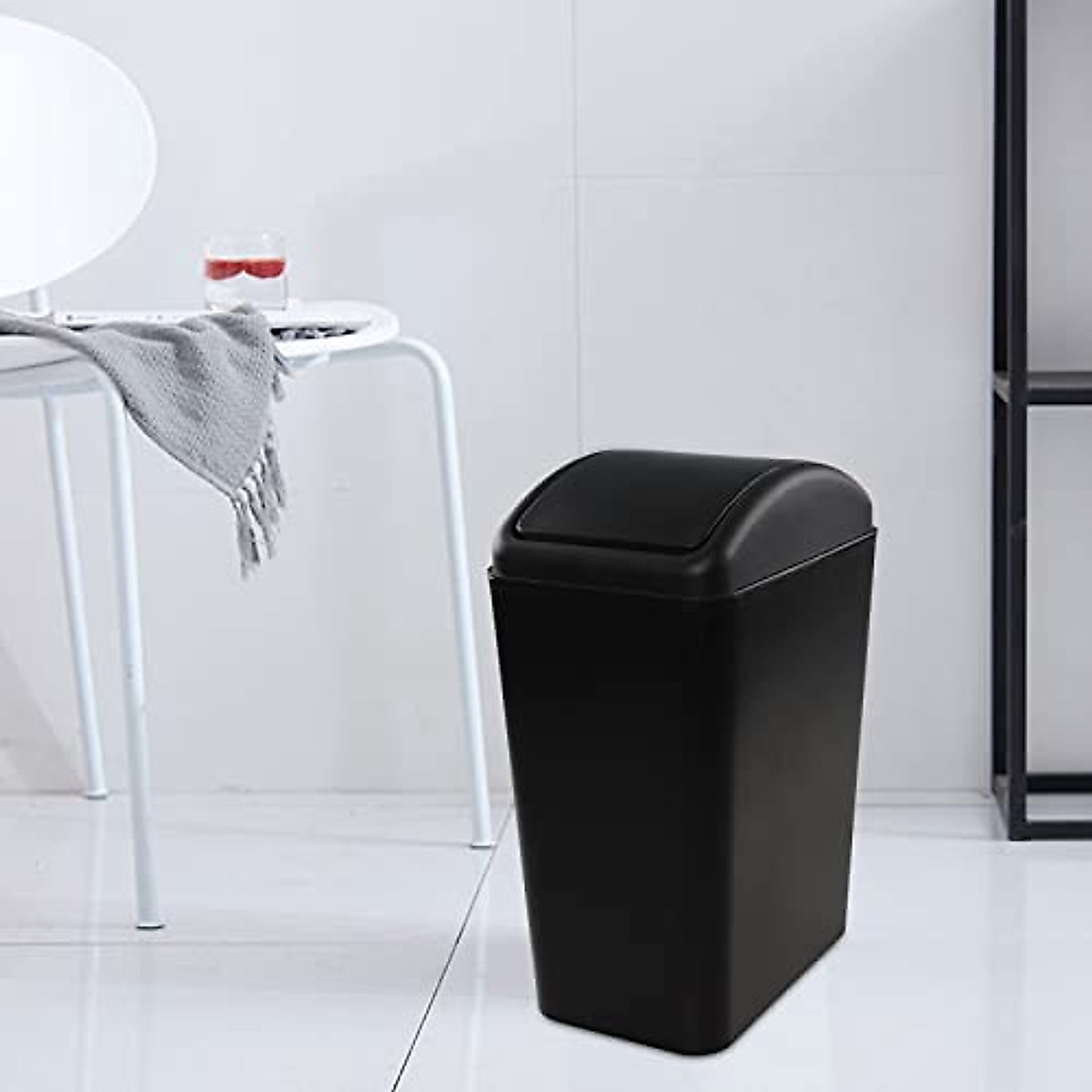 Vababa 3-Pack 4.5 Gallon Plastic Swing-Top Garbage Can, Trash Can with Swing Lid, Black