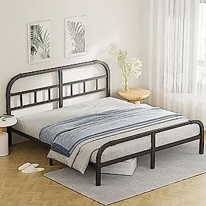 HAOARA Heavy Duty King Bed Frame with Headboard Footboard/Quiet and Anti-Slip/Metal Platform Bed Frame No Box Spring Needed/Sturdy Steel Support/Easy Assembly