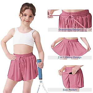 Flowy Shorts Girls Butterfly Shorts Girls Athletic Shorts Kids Butterfly Shorts Toddler Youth with Liner 2-in-1 Running,Active