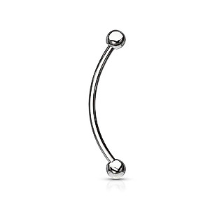 Forbidden Body Jewelry Snake Eyes Piercing Jewelry Tongue, Conch, Belly Button or Eyebrow Rings for Women & Men - 16g Curved Barbell 3mm Solid Ball Ends Surgical Steel Piercing Silver (1 Pc - 5/8")