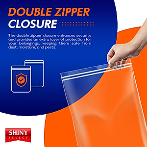 SHINY SELECT [ 12 COUNT ] 5 Gallon Double Zipper Jumbo Bags, 18x24 inches,12 Count Heavy Duty Storage Bag for Clothing, Bedding, Shoes, Pillows, Pet Supplies, Crafts, Books, Magazines, Toys