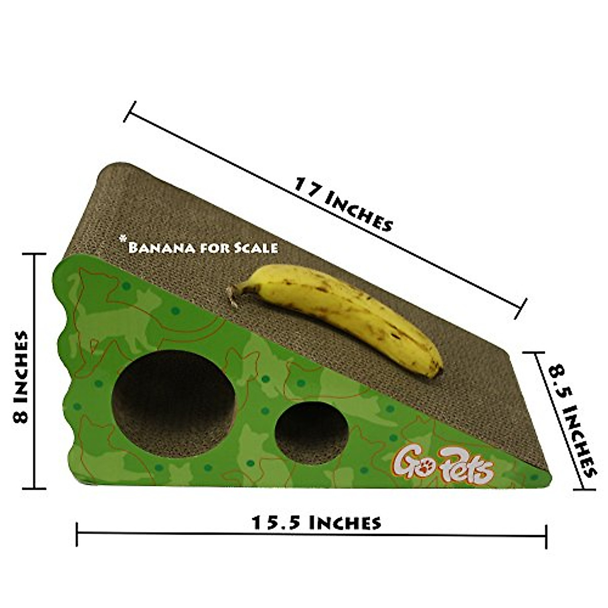 GoPets Premium Cat Scratcher, Wedge Shaped Corrugated Cardboard is Reversible Lasts 2X Longer Includes 1 Pack Catnip, Natural Incline More Ergonomic Than Scratching Post, Cutouts to Hide Toys