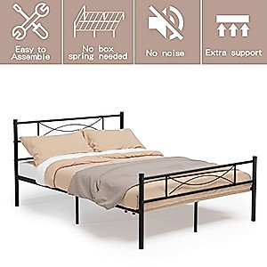 Weehom Full Size Metal Bed Frame Mattress Foundation/Platform Bed Heavy Duty Steel Slat Best for Kids Adults Student Black