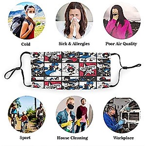 Roller Derby Comic,Face Mask Reusable Washable Masks Cloth for Adult and Kids