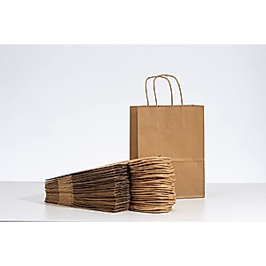 RACETOP Small Brown Kraft Paper Bags with Handles Bulk, 5.9"x3.2"x8.3" 50Pcs Small Gift Bags with Handles Bulk,Premium Brown Paper Gift Bags,small Paper shopping bags