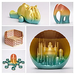 eSUN Silk Rainbow Metal PLA Filament 1.75mm, Silky Multicolored 3D Printer Filament PLA, 1KG Gradient Changing Multicolor Filament for 3D Printer, Silk Rainbow Multicolor