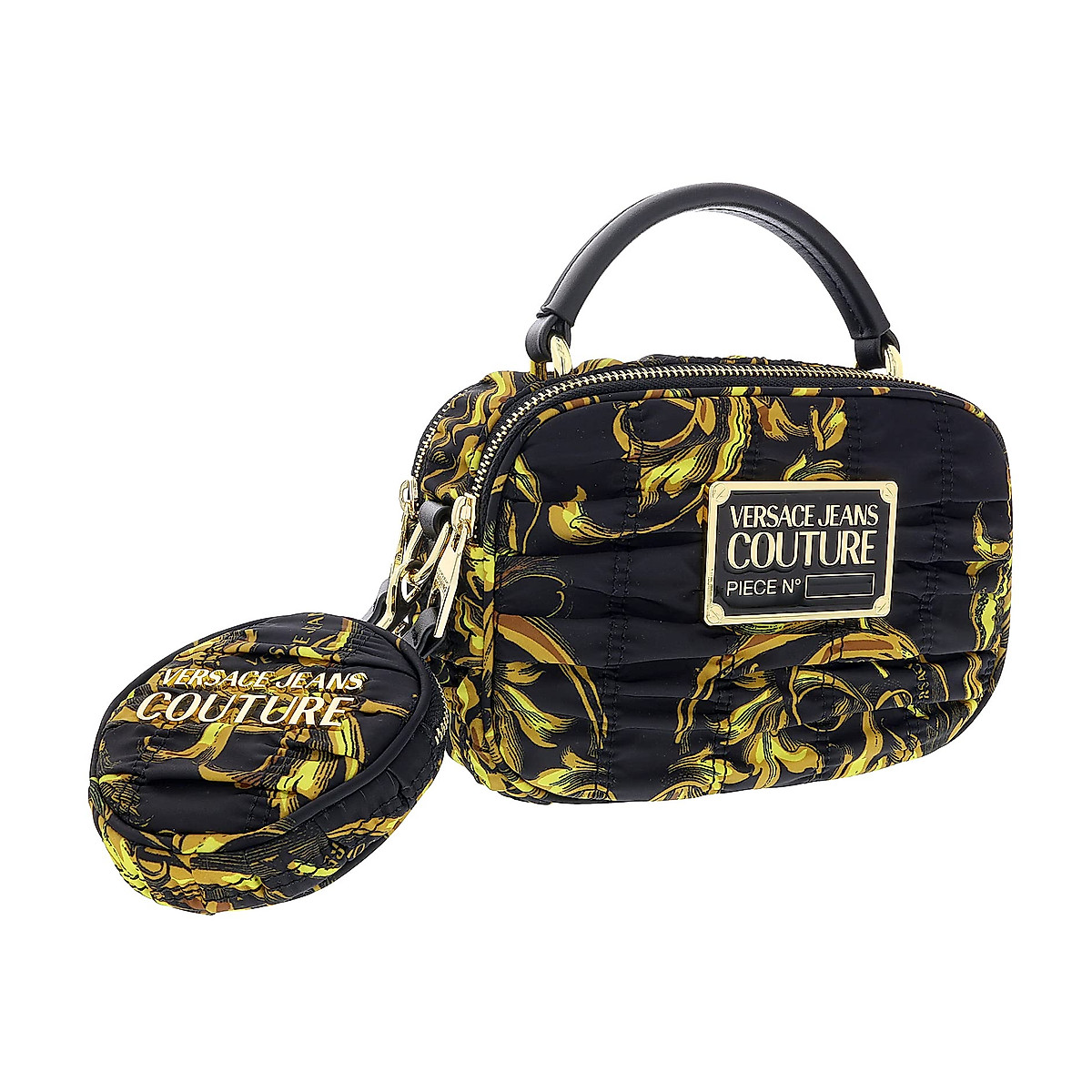 VERSACE JEANS COUTURE Black/Gold Small Nylon Shoulder Bag with Coin Purse for womens