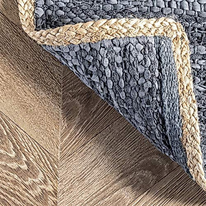 nuLOOM Koda Solid Leather Flatweave Runner Rug, 2' x 6', Blue