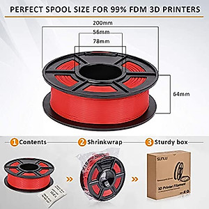 SUNLU ABS 3D Printer Filament, 1.75 ABS Filament Dimensional Accuracy +/- 0.02 mm, 1 kg Spool Black+Red