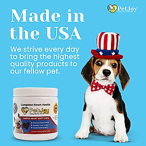 PetJoy Complete Heart Health | Omega Heart Soft Chew | Omega-3 Fatty Acids EPA, DHA, Vitamin E | Reduce Shedding & Itching | Dog Skin & Coat Supplement | Joints, Brain, Heart Health | 30 ct