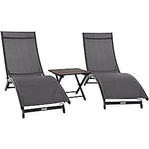 Vivere CORL3-GB Coral Springs Lounger, Grey