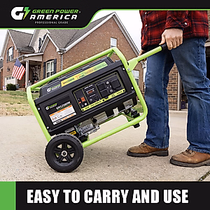Green-Power America Portable Generator 5250 Watt Gasoline Powered, Manual Start, 12V-8.3A Charging Outlets, Home Back Up & RV Ready GN5250dw