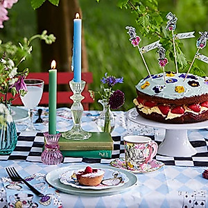 Talking Tables Green Glass Candlestick Holder Taper Candle Stand for Indoor or Outdoor Dining, Elegant Dinner Party Decorations, Birthday, Garden, Wedding, Christmas, Home Décor Large