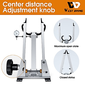 West Biking Wheel Truing Stand, Professional Bike Wheel Maintenance Adjustment Rims Truing Tool with Spoke Wrench, Bicycle Wheel Alignment Repair Tool for MTB Road Wheel Set fits 16-29” 700C