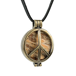 Original 1969 Woodstock Piece of Stage Encased Inside a Bronze Peace Pendant Necklace for Music and History Lovers