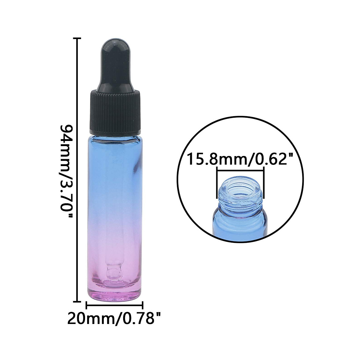 Kesell 8 Pack 0.34oz/10ml Essential Oil Dropper Bottles Colorful Glass Bottles with Eye Dropper Empty Travel Bottles for Perfume