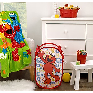 Crown Crafts Infant Products Sesame Street Elmo Pop Up Hamper - Mesh Laundry Basket/Bag with Durable Handles