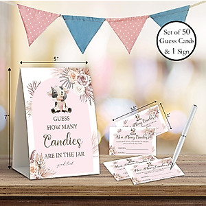 Boho Cow Shower Game,Guess How Many Candies,Baby Shower Games,Wedding Shower Games,Baby Shower Decorations Gender Neutral,Bridal Shower Decoration,Birthday Party Game,50 guess Cards & 1 Sign -12