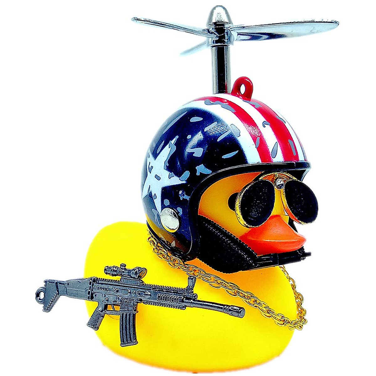 MuYuDaDi Rubber Duck Patos para jeeep Lights Christmas Duck Cart Marine Duck Cool Companion Toy Squeaky Glasses Rubber Ducks Funny (Stars and Stripes + Little Yellow Duck)