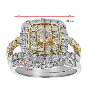 Vir Jewels 1.87 cttw Diamond Wedding Engagement Ring Bridal Set 14K Two Tone Gold Size 6