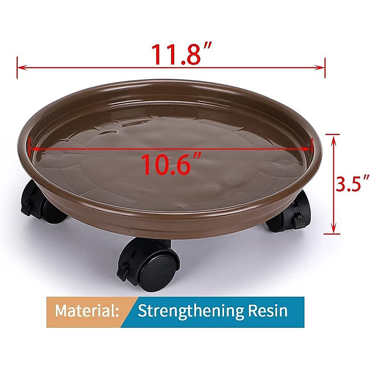 Yiting Plant Caddy with Wheels Heavy-Duty Rolling Plant Stand with Wheels Plant Dolly with Casters for Indoor and Outdoor Plant Roller Base Plant Saucer Mover -12” (12 inch, Brown)