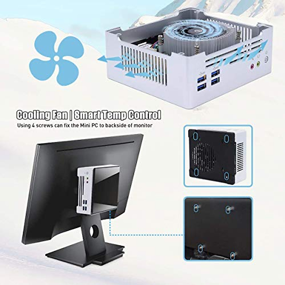 WEIDIAN Mini Desktop PC Quad Core i7 7820HK Windows 10 Mini Computer 16GB DDR4 512GB SSD Double Display 4K 60Hz Gigabit Ethernet HD DP M.2 Wi-Fi&BT4.2 Micro Desktop Small Computer