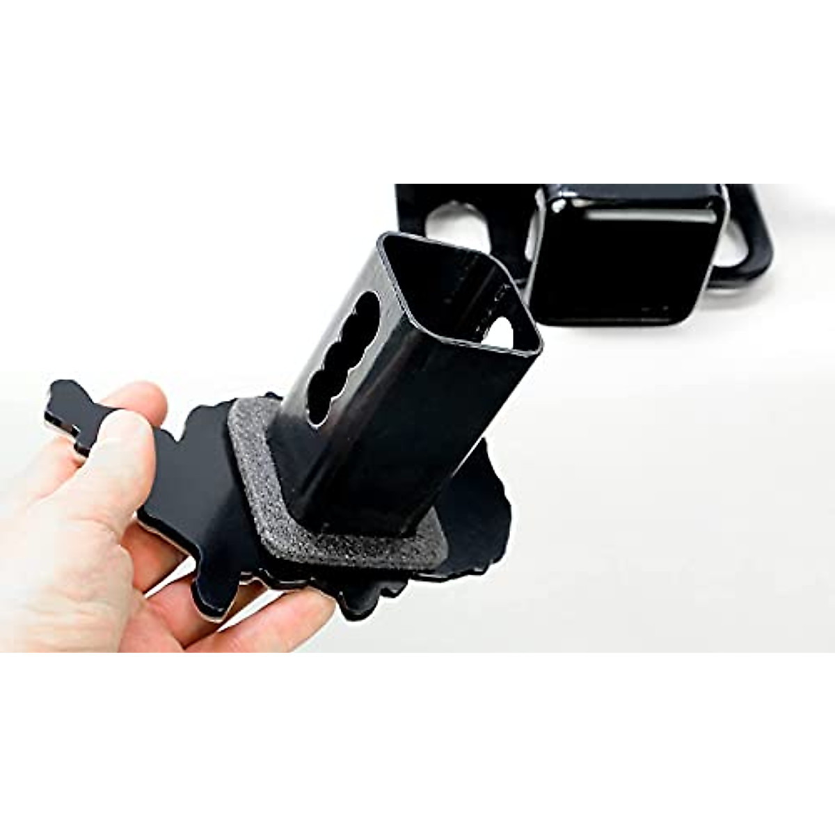 MULL USA Map Flag Metal Trailer Hitch Cover Heavy Duty for Trucks Cars SUV (Fits 2" Receiver, Black Map Flag)