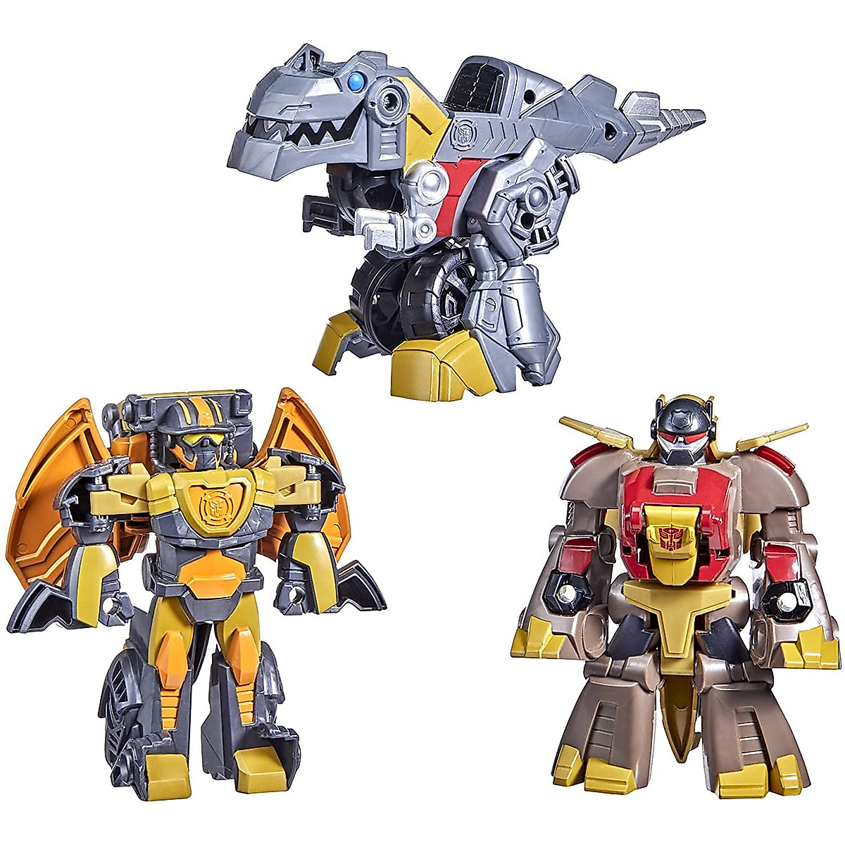 Transformers Dinobot Adventures Dino Squad Grimlock, Dinobot Snarl, and Predaking 3-Pack Converting Action Figures Bundle with 2 My Outlet Mall Stickers