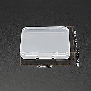 PATIKIL Clear Storage Container with Hinged Lid 40x6.5mm, 12 Pack Plastic Square Box for Beads Art Craft