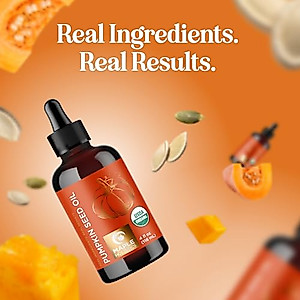 USDA Organic Pumpkin Seed Oil - 100% Pure Pumpkin Seed Oil for Hair Growth Dry Skin and Anti Aging Face Oil - Organic Hair Oil for Dry Damaged Hair and Growth - Virgin Cold Pressed & Unrefined (4oz)