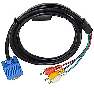 Herfair VGA to RCA Video Cable Composite to VGA Adapter Component to 15Pin D-SUB Converter Video Audio AV Connector for TV, HDTV, PC, DVD, Projector, Display (5ft Long)
