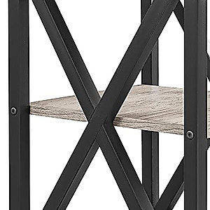 Yaheetech Industrial End Tables, 3-Tier Side Tables with Storage Shelves for Living Room, X Design Sofa Tables, Strong Metal Frame, Easy Assembly, Gray