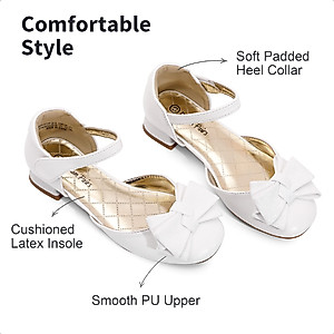 DREAM PAIRS Girls Dress Shoes Closed Toe Low Heels Ankle Strap Bow Ballet Wedding Party Sandals Princess Flower Shoes SDFL2314K White Size 2 Little Kid