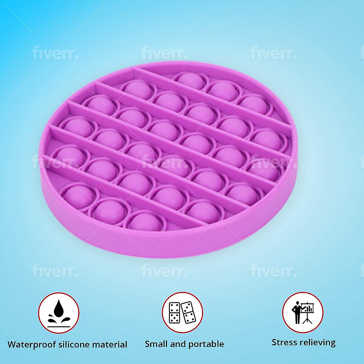 RadBizz Push Pop Bubble Fidget Sensory Toy - for Autism, Stress, Anxiety - Kids and Adults (Purple)