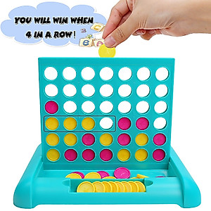 IAMGlobal 4 in a Row, Board Games, Four in a Row Game, Travel Size Line Up 4, Classic Family Toy for Kids and Family for Fun (Blue) (9.8 Inch)