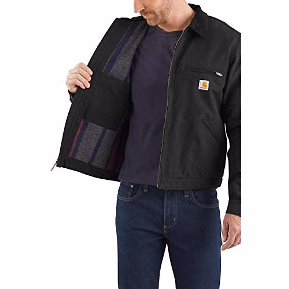 Carhartt mens Duck Detroit Jacket (Regular and Big & Tall Sizes) Work Utility Outerwear, Black, XX-Large US