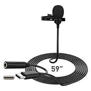 Z ZAFFIRO Type C Lapel Microphone for Smartphone, Omnidirectional Condenser Mic for Video Recording/Interview/Podcast/Streaming