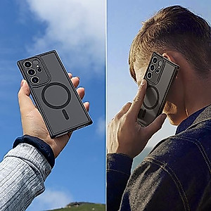 CACOE Magnetic Case for Samsung Galaxy S23 Ultra 5G 6.8 inch-Compatible with MagSafe & Magnetic Car Phone Mount,Anti-Fingerprint TPU Thin Phone Cases Cover Protective Shockproof (Black)