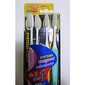 Systema Original Super Soft & Slim Bristles Toothbrushes Family Pack (Pakc of 4)
