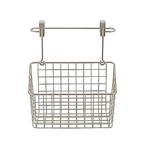 Spectrum Diversified Grid Over The Cabinet Towel Bar & Medium Basket, Satin Nickel PC