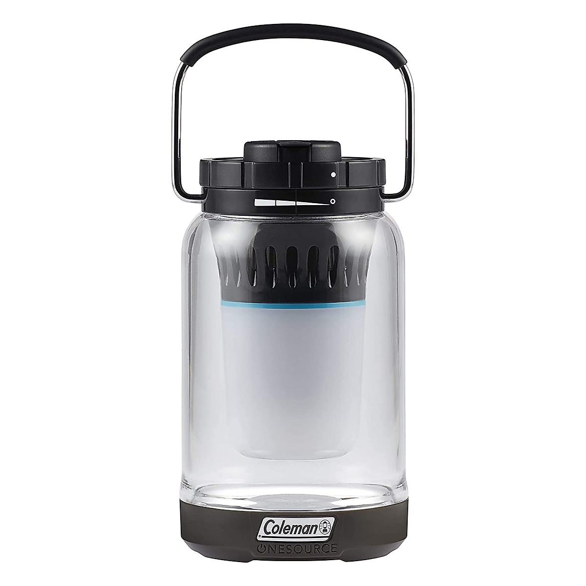 Coleman OneSource 600 Lumens Water Resistant LED Outdoor Camping Lantern w/Rechargeable Battery, USB Port for Devices, & Internal Flashlight (2 Pack)